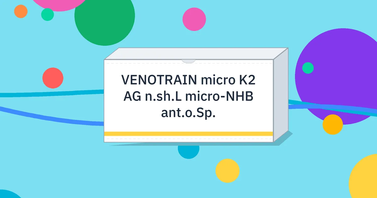 Symbolbild: Packung mit der Aufschrift VENOTRAIN micro K2 AG n.sh.L micro-NHB ant.o.Sp. (PZN 16067437) – Verfügbarkeit und Bezug in Apotheken in Frankfurt am Main