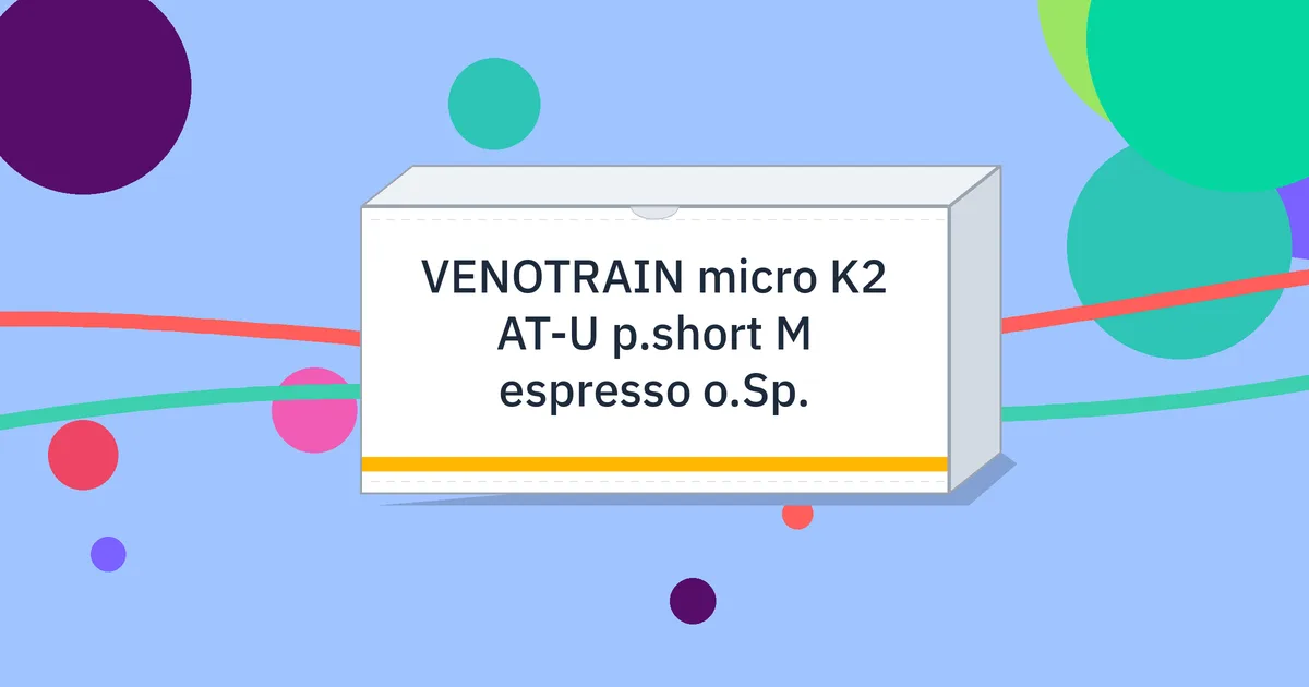Symbolbild: Packung mit der Aufschrift VENOTRAIN micro K2 AT-U p.short M espresso o.Sp. (PZN 05709648) – Verfügbarkeit und Bezug in Apotheken in Frankfurt am Main