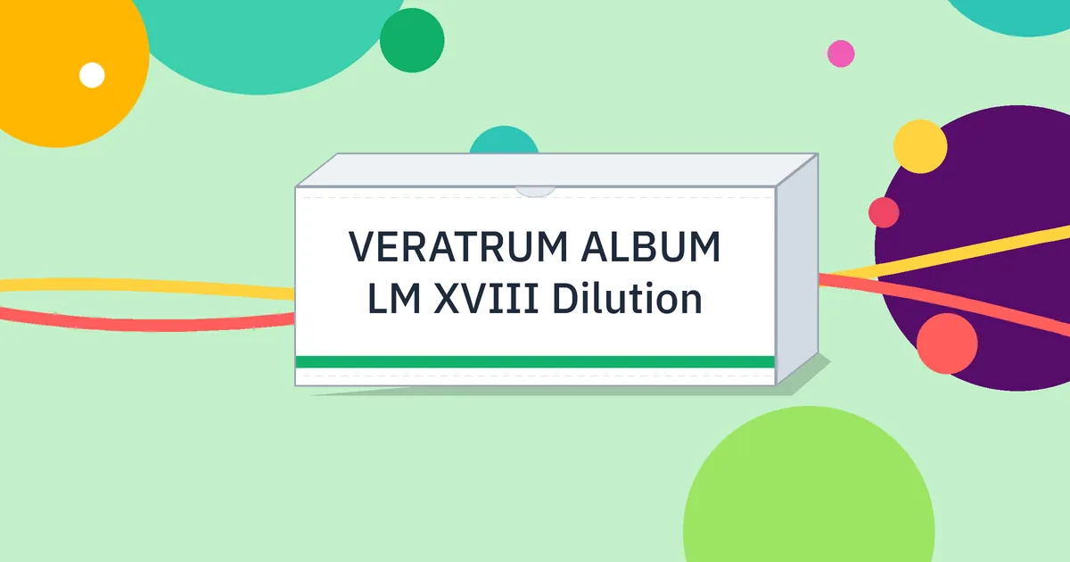 Symbolbild: Packung mit der Aufschrift VERATRUM ALBUM LM XVIII Dilution (PZN 04500142) – Verfügbarkeit und Bezug in Apotheken in Frankfurt am Main