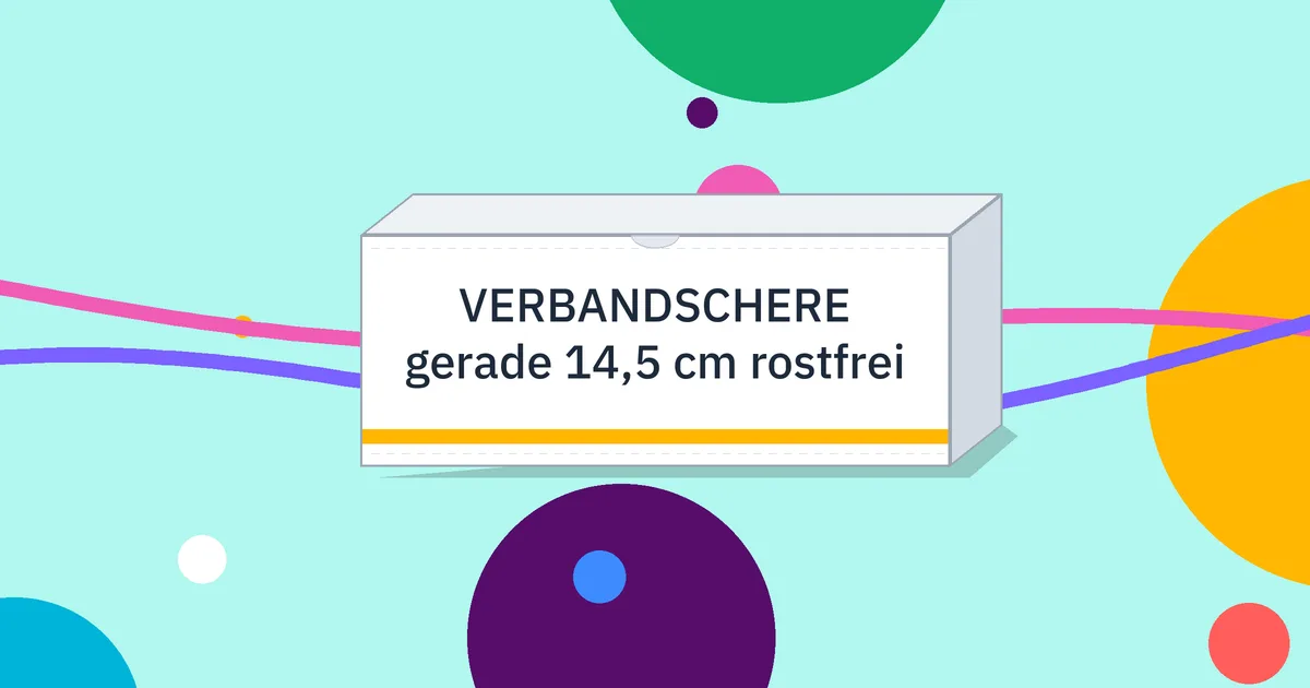 Symbolbild: Packung mit der Aufschrift VERBANDSCHERE gerade 14,5 cm rostfrei (PZN 05466832) – Verfügbarkeit und Bezug in Apotheken in Frankfurt am Main