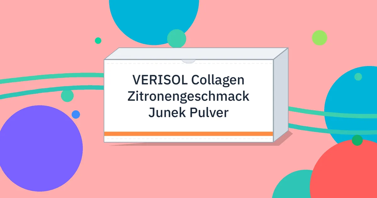 Symbolbild: Packung mit der Aufschrift VERISOL Collagen Zitronengeschmack Junek Pulver (PZN 19206997) – Verfügbarkeit und Bezug in Apotheken in Frankfurt am Main