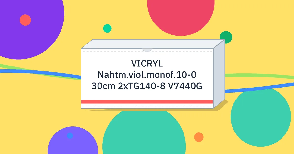 Symbolbild: Packung mit der Aufschrift VICRYL Nahtm.viol.monof.10-0 30cm 2xTG140-8 V7440G (PZN 19883858) – Verfügbarkeit und Bezug in Apotheken in Frankfurt am Main