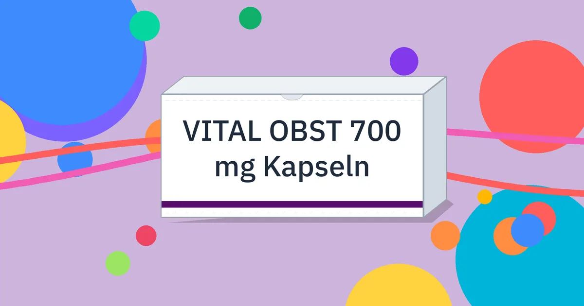 Symbolbild: Packung mit der Aufschrift VITAL OBST 700 mg Kapseln (PZN 15737893) – Verfügbarkeit und Bezug in Apotheken in Frankfurt am Main