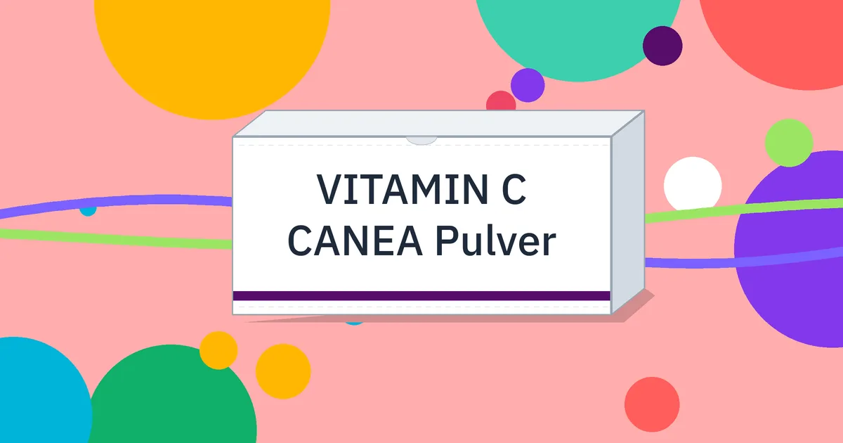 Symbolbild: Packung mit der Aufschrift VITAMIN C CANEA Pulver (PZN 03364151) – Verfügbarkeit und Bezug in Apotheken in Frankfurt am Main