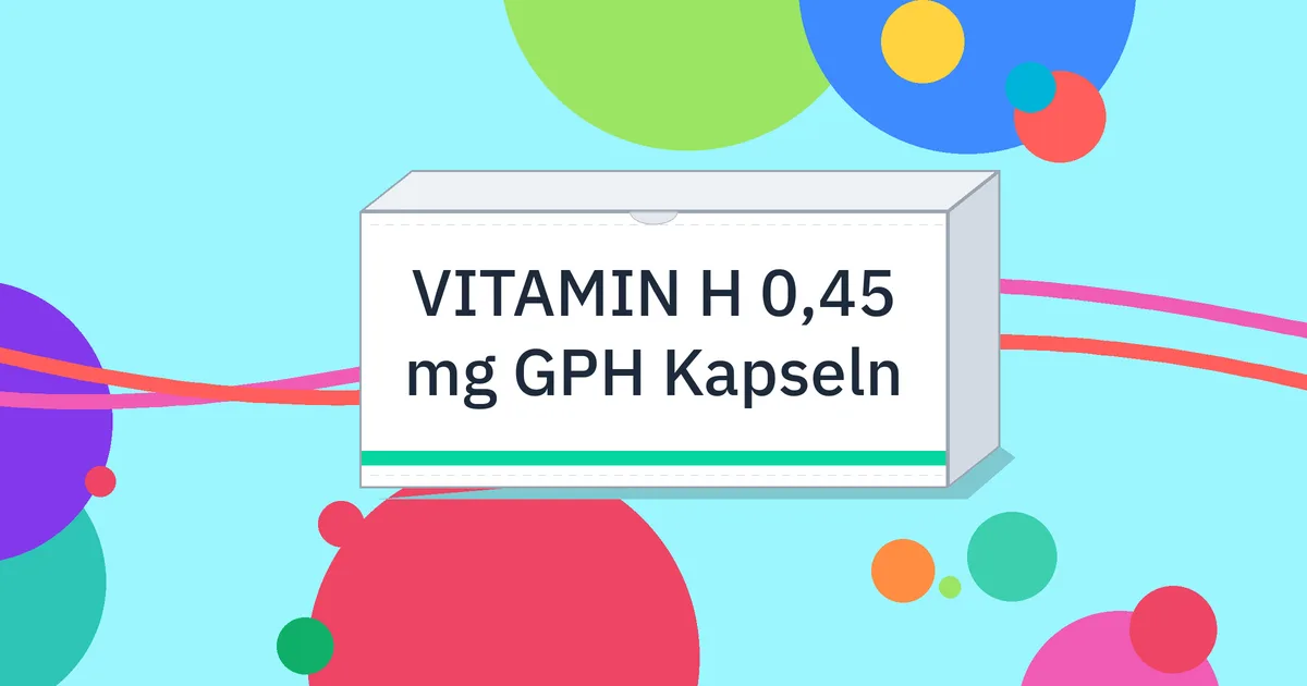 Symbolbild: Packung mit der Aufschrift VITAMIN H 0,45 mg GPH Kapseln (PZN 09749610) – Verfügbarkeit und Bezug in Apotheken in Frankfurt am Main