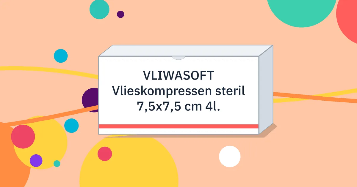 Symbolbild: Packung mit der Aufschrift VLIWASOFT Vlieskompressen steril 7,5x7,5 cm 4l. (PZN 16165507) – Verfügbarkeit und Bezug in Apotheken in Frankfurt am Main
