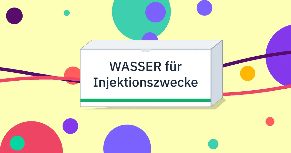 Symbolbild: Packung mit der Aufschrift WASSER für Injektionszwecke (PZN 00626544) – Verfügbarkeit und Bezug in Apotheken in Frankfurt am Main