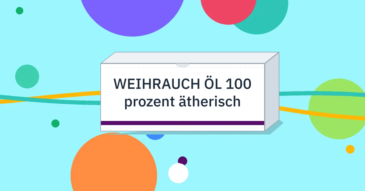 Symbolbild: Packung mit der Aufschrift WEIHRAUCH ÖL 100 prozent ätherisch (PZN 07206443) – Verfügbarkeit und Bezug in Apotheken in Frankfurt am Main