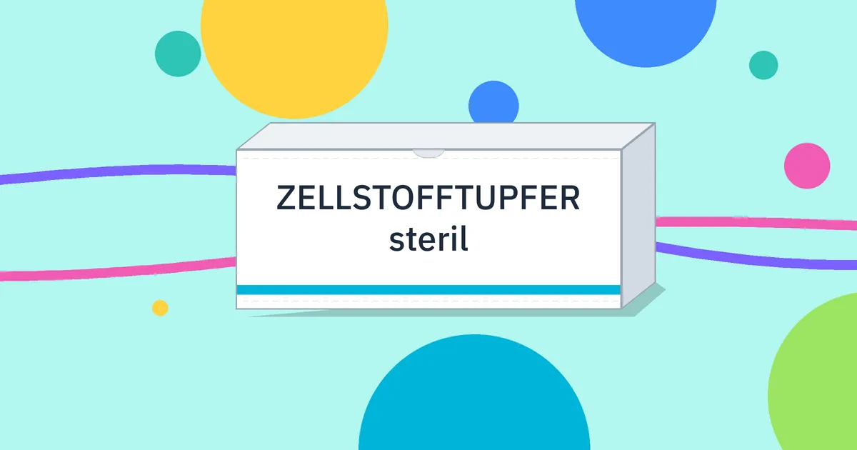 Symbolbild: Packung mit der Aufschrift ZELLSTOFFTUPFER steril (PZN 03134238) – Verfügbarkeit und Bezug in Apotheken in Frankfurt am Main
