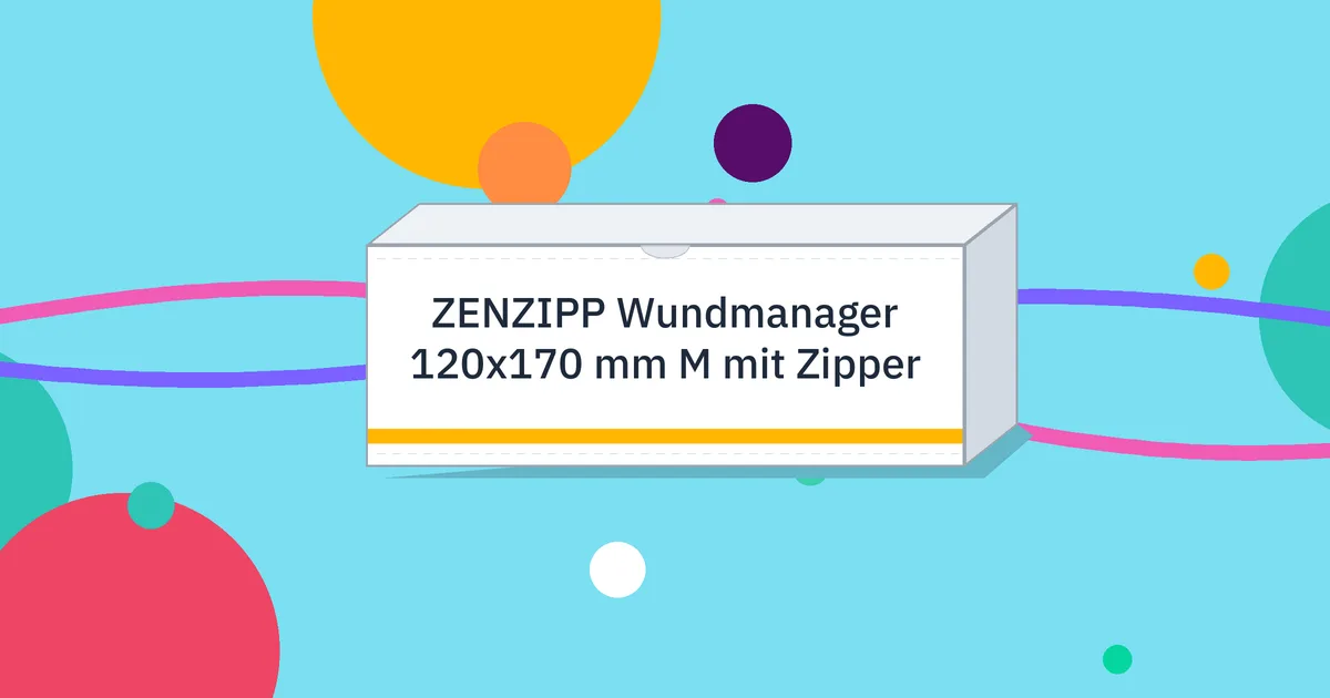 Symbolbild: Packung mit der Aufschrift ZENZIPP Wundmanager 120x170 mm M mit Zipper (PZN 13568386) – Verfügbarkeit und Bezug in Apotheken in Frankfurt am Main