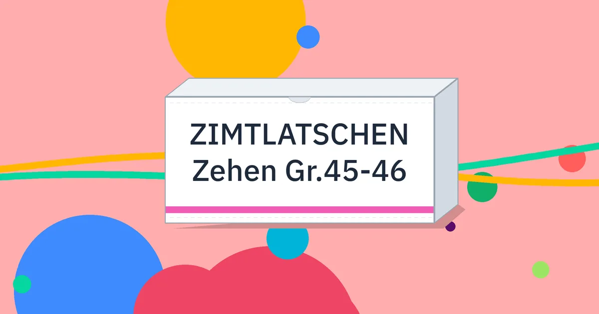 Symbolbild: Packung mit der Aufschrift ZIMTLATSCHEN Zehen Gr.45-46 (PZN 01436946) – Verfügbarkeit und Bezug in Apotheken in Frankfurt am Main