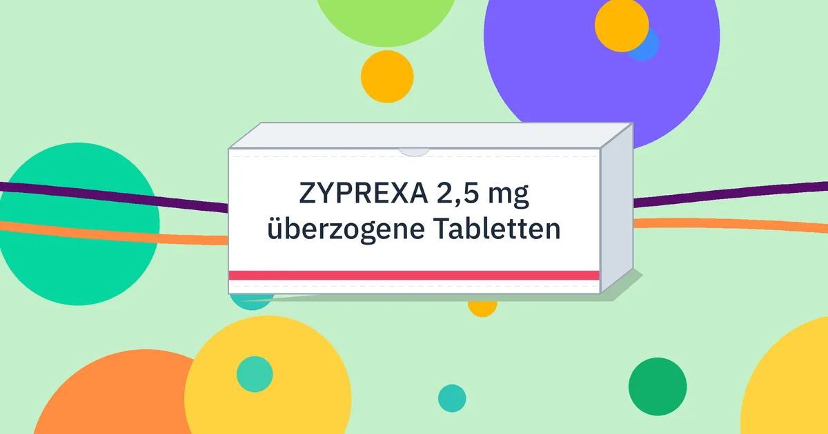 Symbolbild: Packung mit der Aufschrift ZYPREXA 2,5 mg überzogene Tabletten (PZN 06066916) – Verfügbarkeit und Bezug in Apotheken in Frankfurt am Main