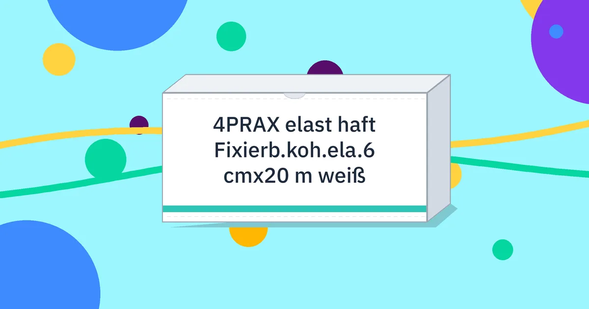 Symbolbild: Packung mit der Aufschrift 4PRAX elast haft Fixierb.koh.ela.6 cmx20 m weiß (PZN 20230222) – Verfügbarkeit und Bezug in Apotheken in Frankfurt am Main