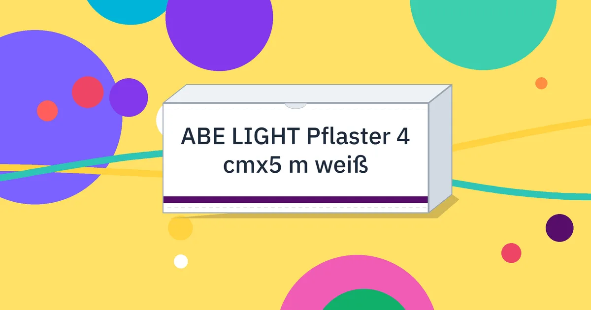 Symbolbild: Packung mit der Aufschrift ABE LIGHT Pflaster 4 cmx5 m weiß (PZN 06790233) – Verfügbarkeit und Bezug in Apotheken in Frankfurt am Main
