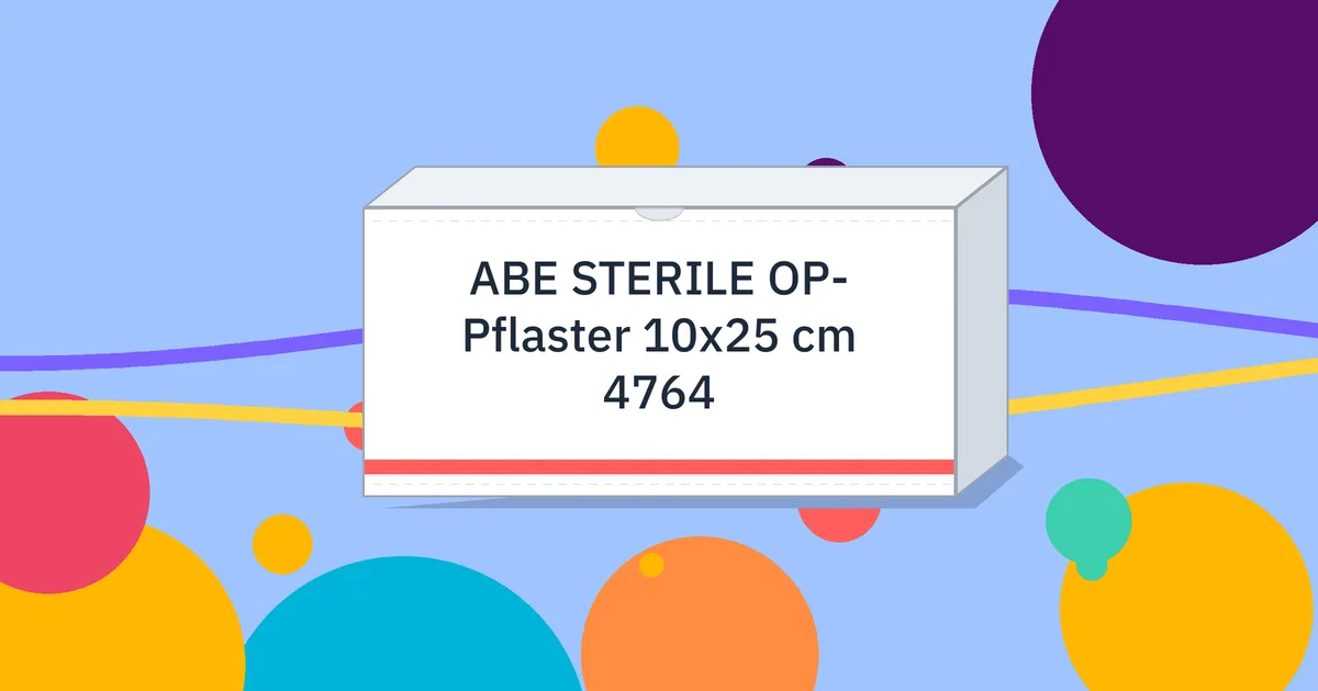 Symbolbild: Packung mit der Aufschrift ABE STERILE OP-Pflaster 10x25 cm 4764 (PZN 01445951) – Verfügbarkeit und Bezug in Apotheken in Frankfurt am Main