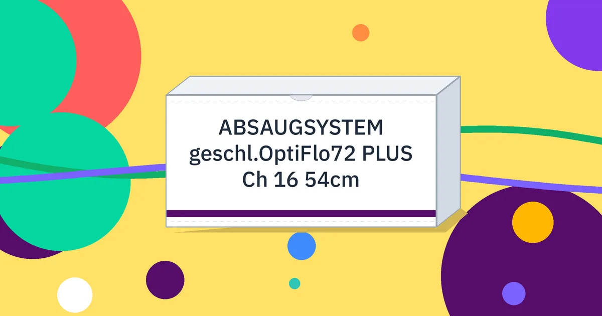 Symbolbild: Packung mit der Aufschrift ABSAUGSYSTEM geschl.OptiFlo72 PLUS Ch 16 54cm (PZN 11049392) – Verfügbarkeit und Bezug in Apotheken in Frankfurt am Main
