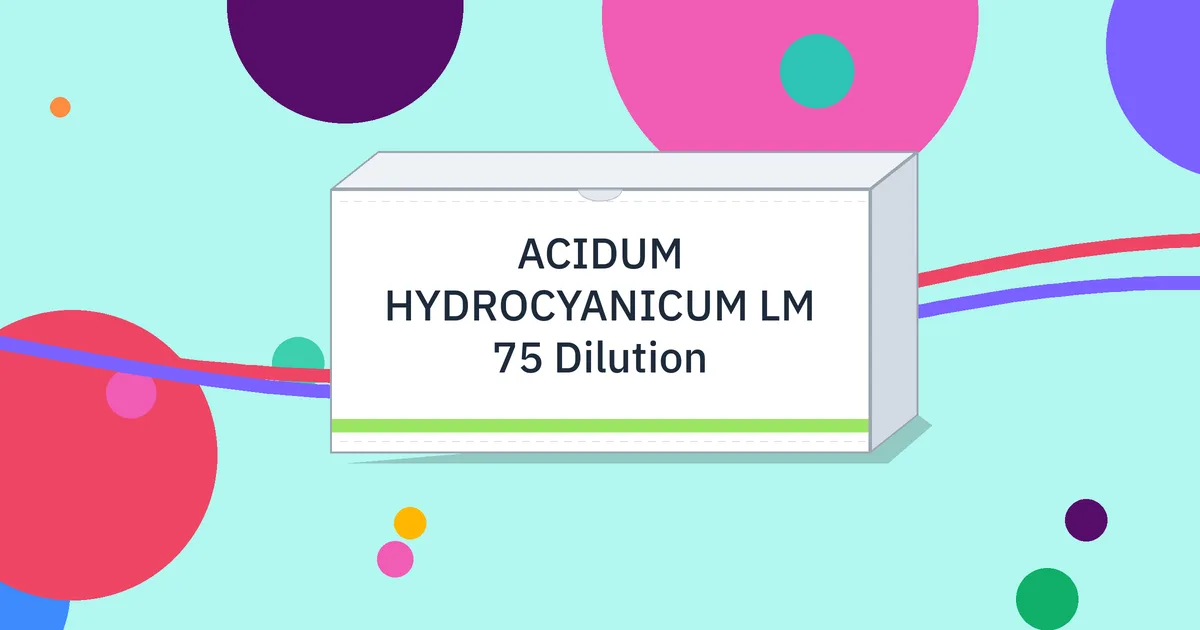 Symbolbild: Packung mit der Aufschrift ACIDUM HYDROCYANICUM LM 75 Dilution (PZN 13278837) – Verfügbarkeit und Bezug in Apotheken in Frankfurt am Main