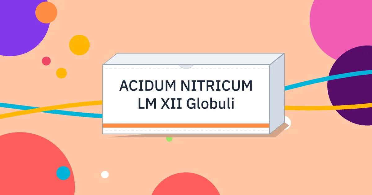 Symbolbild: Packung mit der Aufschrift ACIDUM NITRICUM LM XII Globuli (PZN 02821853) – Verfügbarkeit und Bezug in Apotheken in Frankfurt am Main