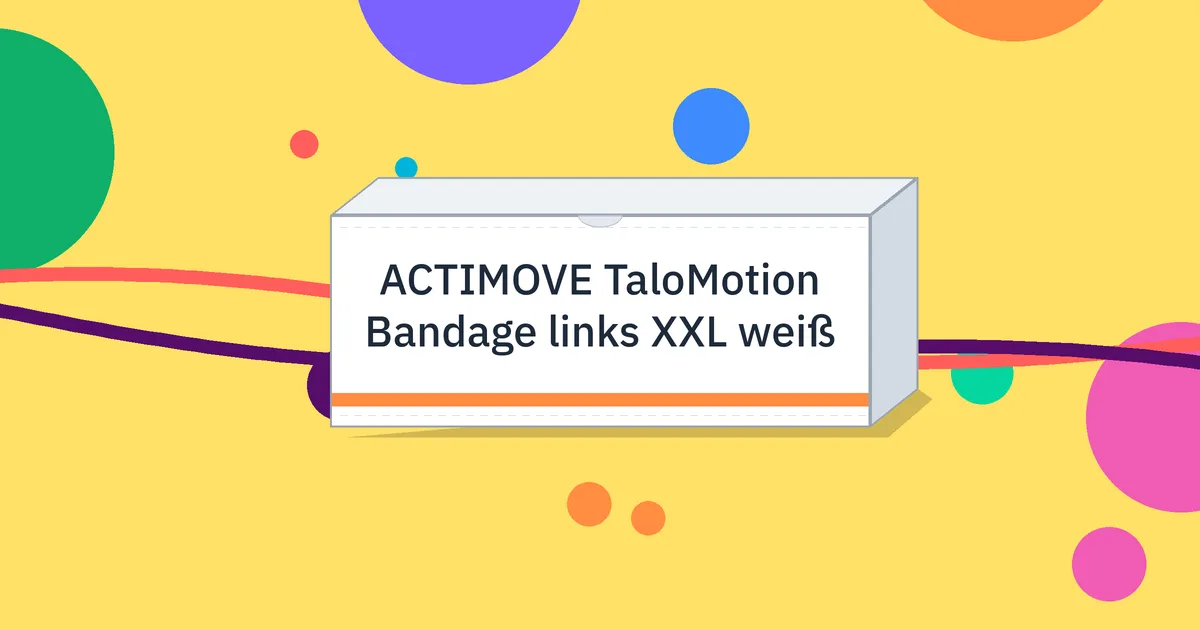 Symbolbild: Packung mit der Aufschrift ACTIMOVE TaloMotion Bandage links XXL weiß (PZN 17948909) – Verfügbarkeit und Bezug in Apotheken in Frankfurt am Main