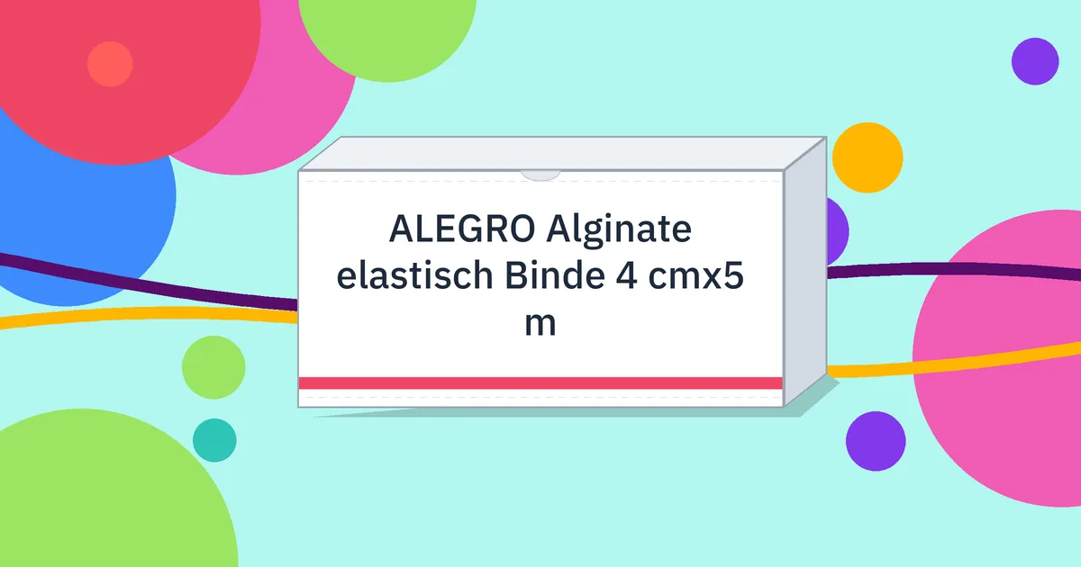 Symbolbild: Packung mit der Aufschrift ALEGRO Alginate elastisch Binde 4 cmx5 m (PZN 03645200) – Verfügbarkeit und Bezug in Apotheken in Frankfurt am Main