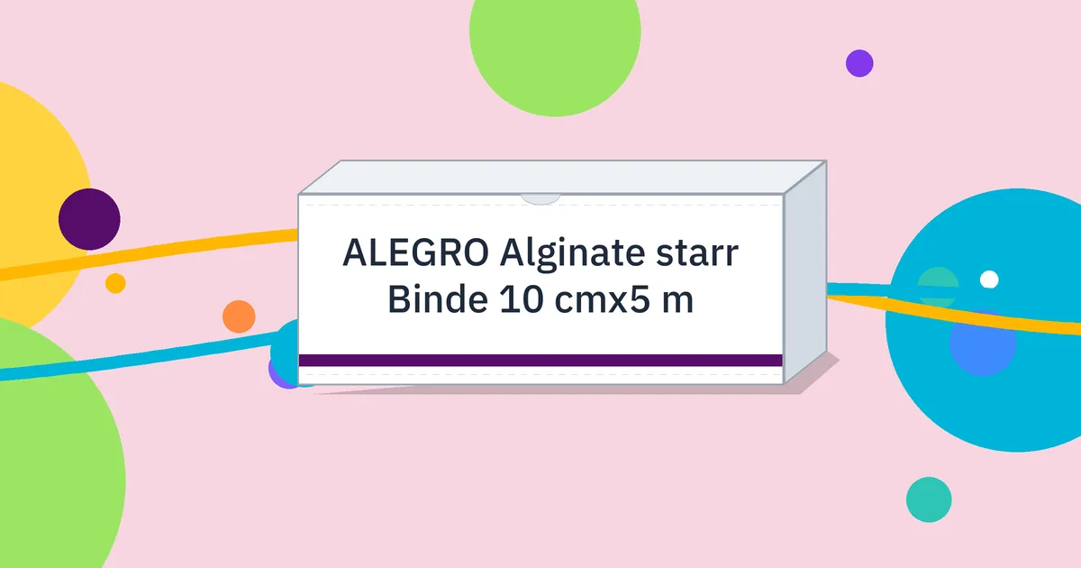 Symbolbild: Packung mit der Aufschrift ALEGRO Alginate starr Binde 10 cmx5 m (PZN 03645281) – Verfügbarkeit und Bezug in Apotheken in Frankfurt am Main