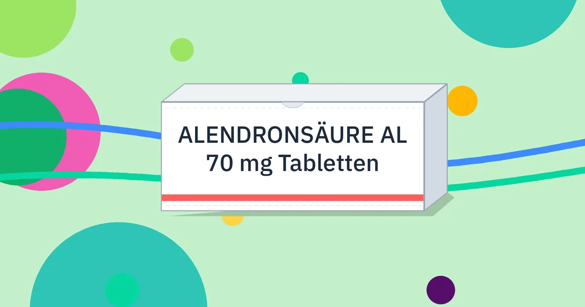 Symbolbild: Packung mit der Aufschrift ALENDRONSÄURE AL 70 mg Tabletten (PZN 01038571) – Verfügbarkeit und Bezug in Apotheken in Frankfurt am Main