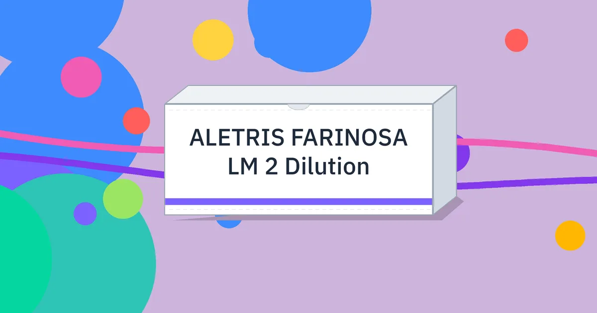 Symbolbild: Packung mit der Aufschrift ALETRIS FARINOSA LM 2 Dilution (PZN 13309578) – Verfügbarkeit und Bezug in Apotheken in Frankfurt am Main