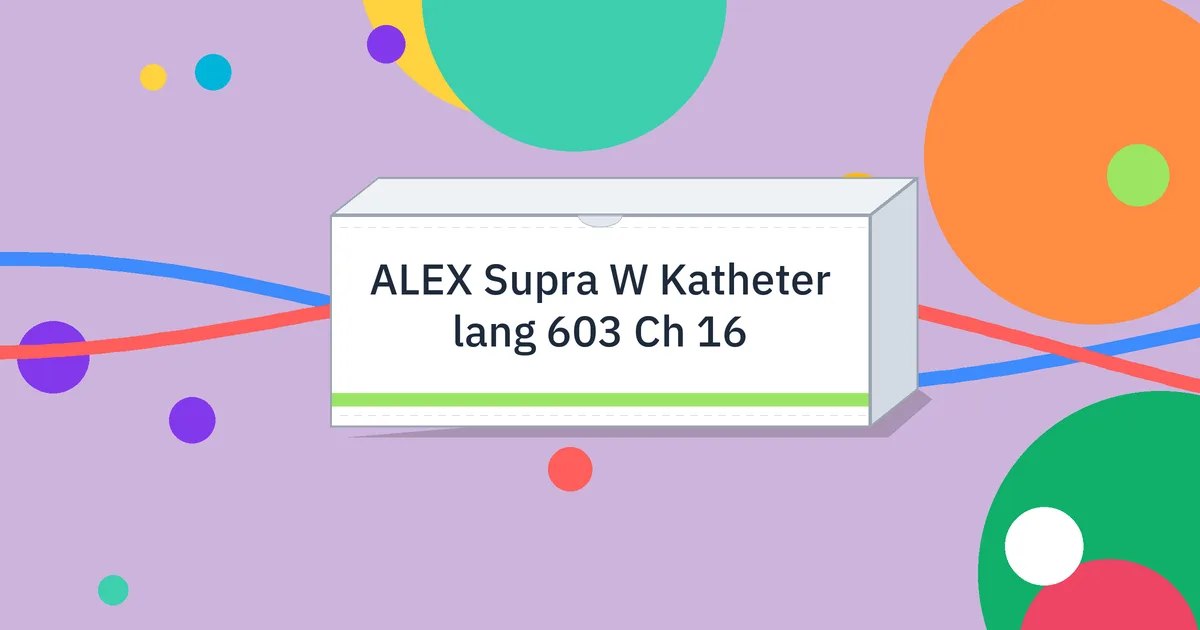 Symbolbild: Packung mit der Aufschrift ALEX Supra W Katheter lang 603 Ch 16 (PZN 02494578) – Verfügbarkeit und Bezug in Apotheken in Frankfurt am Main