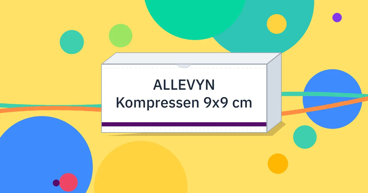 Symbolbild: Packung mit der Aufschrift ALLEVYN Kompressen 9x9 cm (PZN 02400436) – Verfügbarkeit und Bezug in Apotheken in Frankfurt am Main