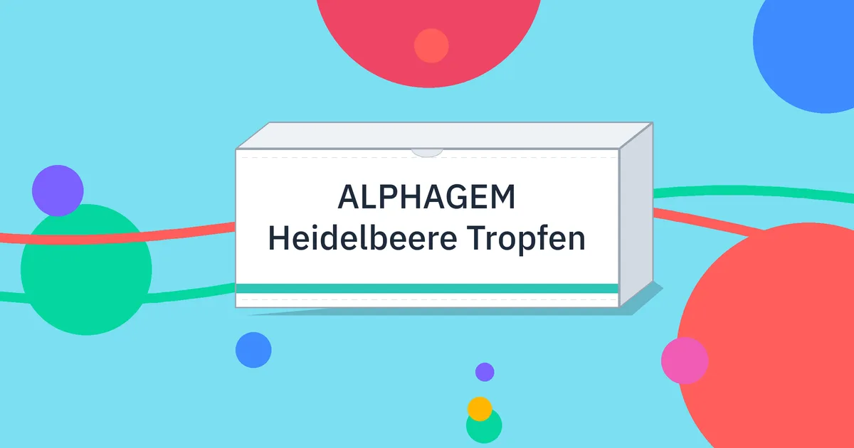 Symbolbild: Packung mit der Aufschrift ALPHAGEM Heidelbeere Tropfen (PZN 20297249) – Verfügbarkeit und Bezug in Apotheken in Frankfurt am Main