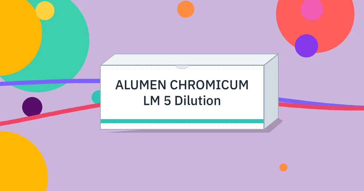 Symbolbild: Packung mit der Aufschrift ALUMEN CHROMICUM LM 5 Dilution (PZN 13315685) – Verfügbarkeit und Bezug in Apotheken in Frankfurt am Main