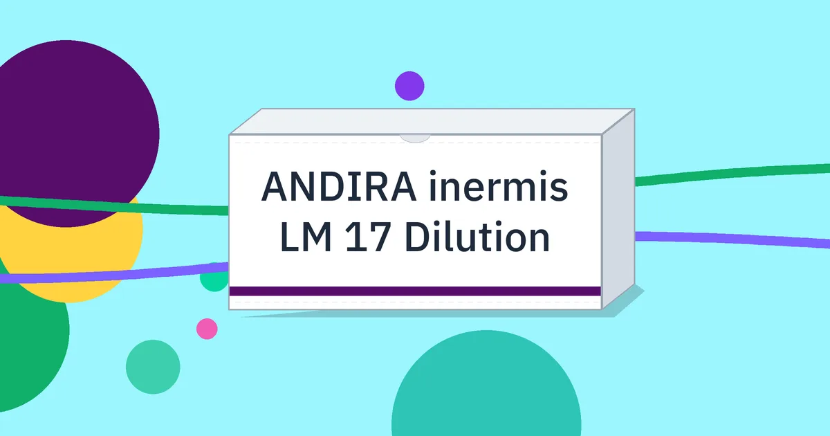 Symbolbild: Packung mit der Aufschrift ANDIRA inermis LM 17 Dilution (PZN 13329339) – Verfügbarkeit und Bezug in Apotheken in Frankfurt am Main