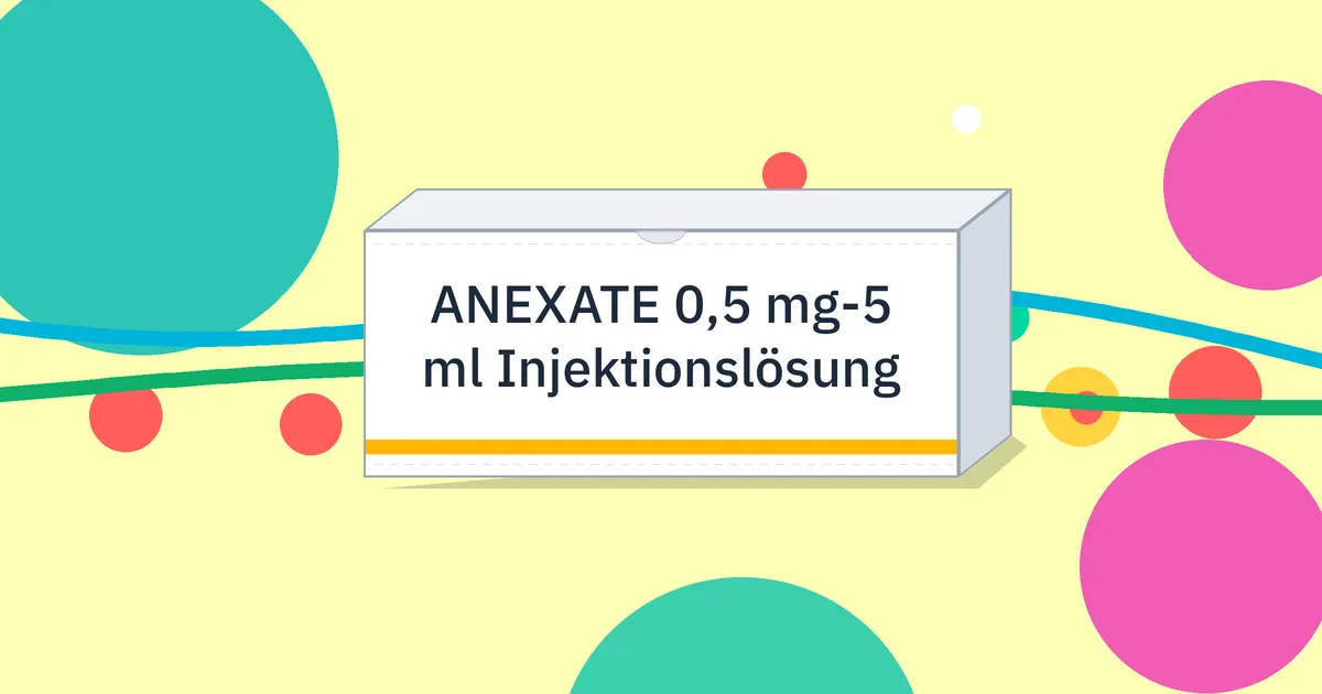 Symbolbild: Packung mit der Aufschrift ANEXATE 0,5 mg-5 ml Injektionslösung (PZN 17526628) – Verfügbarkeit und Bezug in Apotheken in Frankfurt am Main