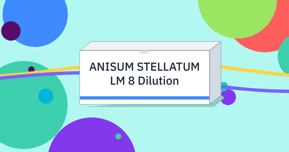 Symbolbild: Packung mit der Aufschrift ANISUM STELLATUM LM 8 Dilution (PZN 13369310) – Verfügbarkeit und Bezug in Apotheken in Frankfurt am Main