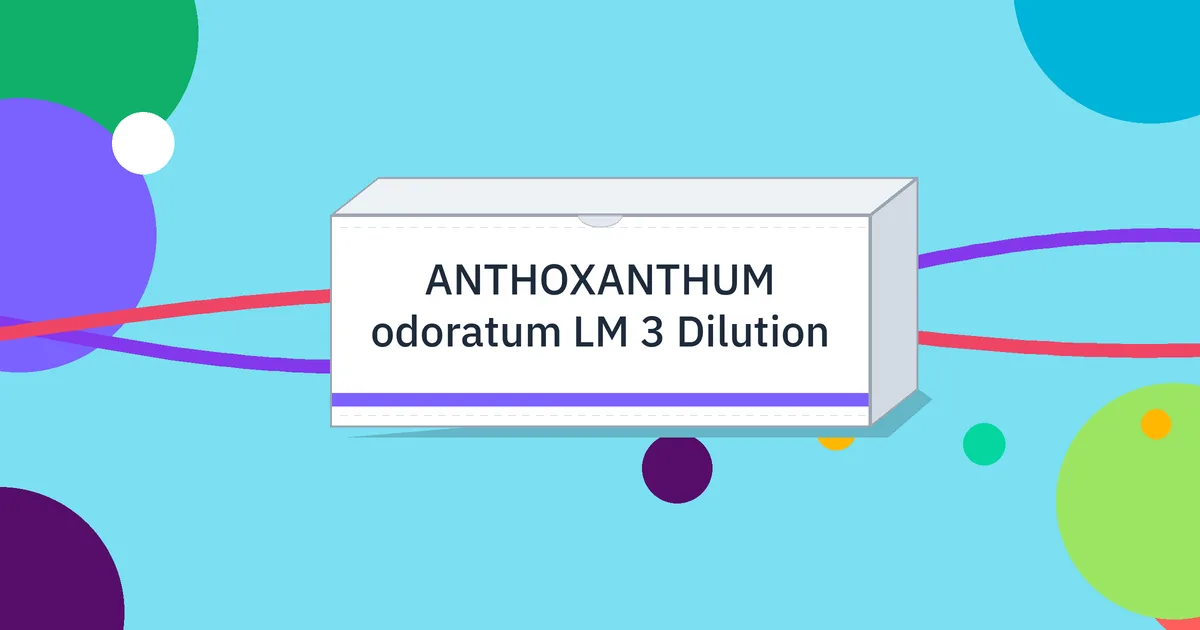 Symbolbild: Packung mit der Aufschrift ANTHOXANTHUM odoratum LM 3 Dilution (PZN 13369741) – Verfügbarkeit und Bezug in Apotheken in Frankfurt am Main