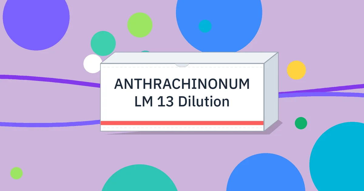 Symbolbild: Packung mit der Aufschrift ANTHRACHINONUM LM 13 Dilution (PZN 13370767) – Verfügbarkeit und Bezug in Apotheken in Frankfurt am Main