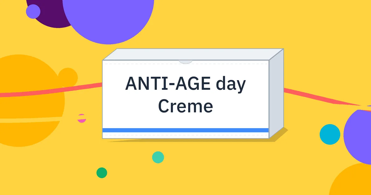 Symbolbild: Packung mit der Aufschrift ANTI-AGE day Creme (PZN 17391855) – Verfügbarkeit und Bezug in Apotheken in Frankfurt am Main