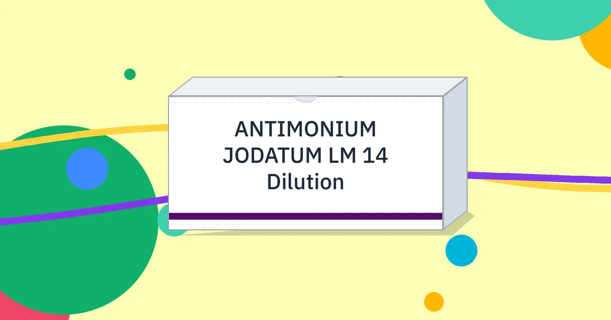 Symbolbild: Packung mit der Aufschrift ANTIMONIUM JODATUM LM 14 Dilution (PZN 12764257) – Verfügbarkeit und Bezug in Apotheken in Frankfurt am Main