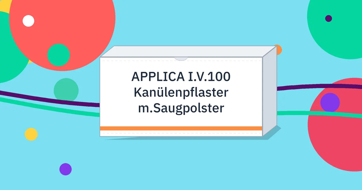 Symbolbild: Packung mit der Aufschrift APPLICA I.V.100 Kanülenpflaster m.Saugpolster (PZN 19689228) – Verfügbarkeit und Bezug in Apotheken in Frankfurt am Main