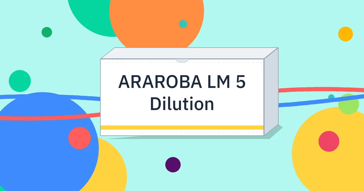 Symbolbild: Packung mit der Aufschrift ARAROBA LM 5 Dilution (PZN 13385467) – Verfügbarkeit und Bezug in Apotheken in Frankfurt am Main