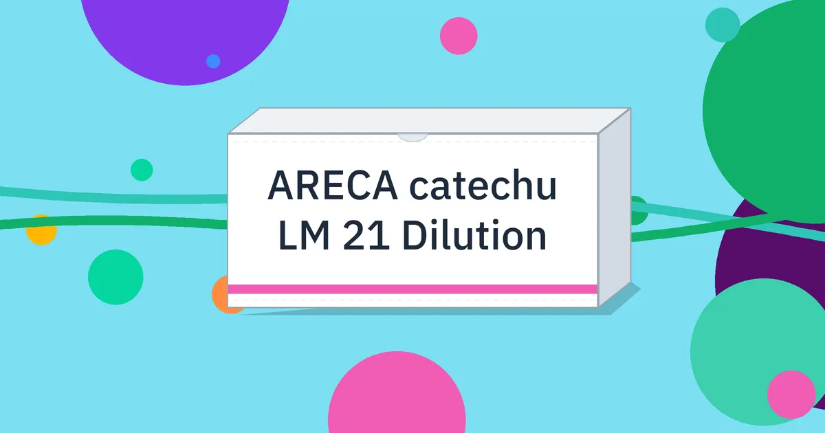 Symbolbild: Packung mit der Aufschrift ARECA catechu LM 21 Dilution (PZN 13388804) – Verfügbarkeit und Bezug in Apotheken in Frankfurt am Main