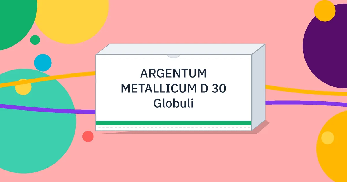 Symbolbild: Packung mit der Aufschrift ARGENTUM METALLICUM D 30 Globuli (PZN 01402723) – Verfügbarkeit und Bezug in Apotheken in Frankfurt am Main
