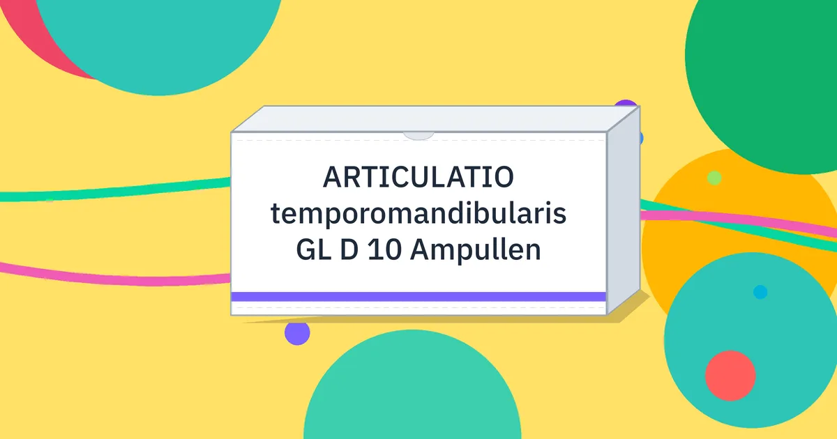 Symbolbild: Packung mit der Aufschrift ARTICULATIO temporomandibularis GL D 10 Ampullen (PZN 02908198) – Verfügbarkeit und Bezug in Apotheken in Frankfurt am Main