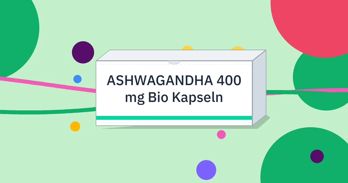 Symbolbild: Packung mit der Aufschrift ASHWAGANDHA 400 mg Bio Kapseln (PZN 18412275) – Verfügbarkeit und Bezug in Apotheken in Frankfurt am Main