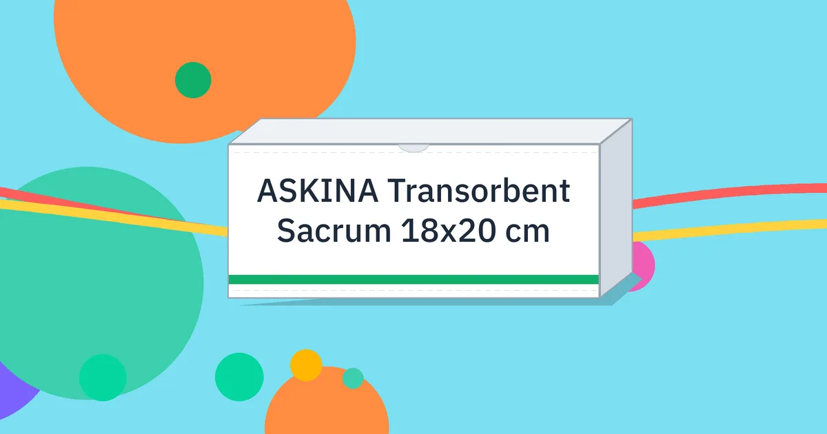 Symbolbild: Packung mit der Aufschrift ASKINA Transorbent Sacrum 18x20 cm (PZN 04664530) – Verfügbarkeit und Bezug in Apotheken in Frankfurt am Main