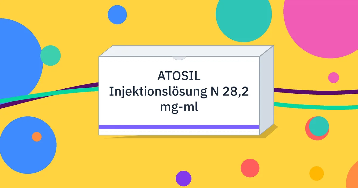 Symbolbild: Packung mit der Aufschrift ATOSIL Injektionslösung N 28,2 mg-ml (PZN 03746740) – Verfügbarkeit und Bezug in Apotheken in Frankfurt am Main