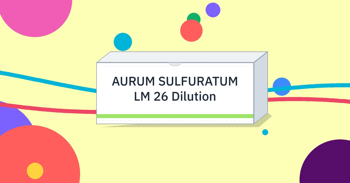 Symbolbild: Packung mit der Aufschrift AURUM SULFURATUM LM 26 Dilution (PZN 12786448) – Verfügbarkeit und Bezug in Apotheken in Frankfurt am Main