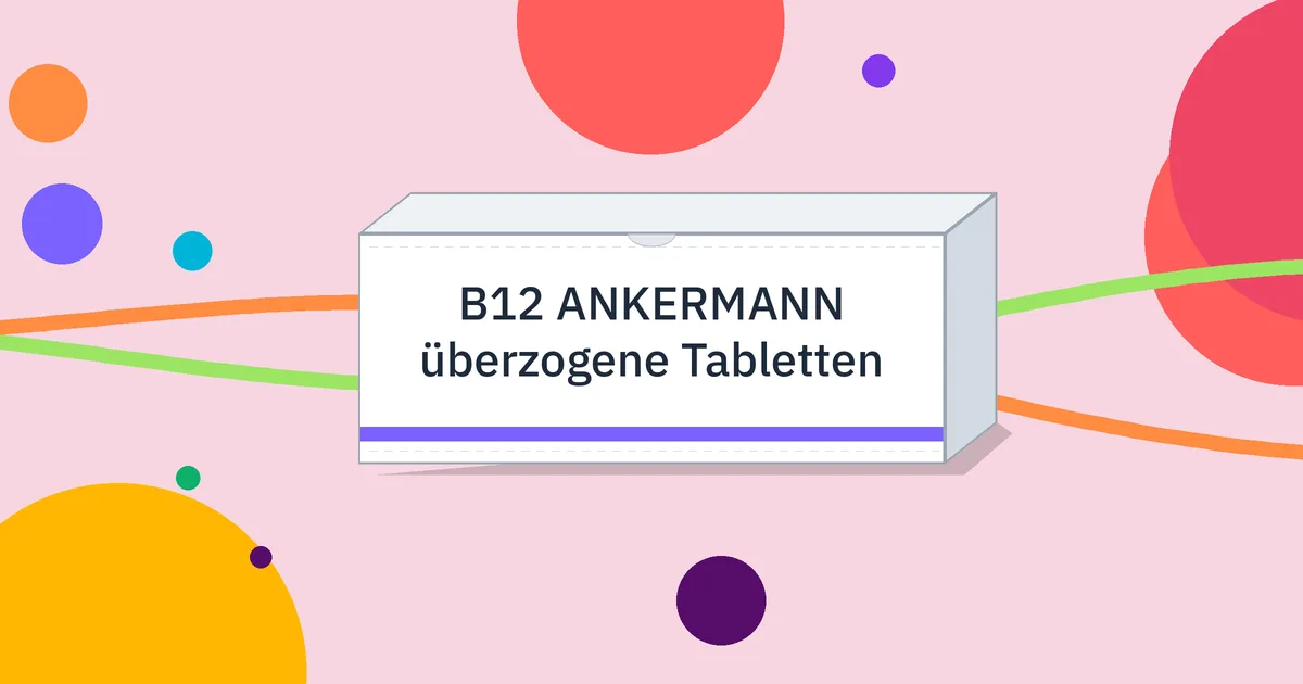 Symbolbild: Packung mit der Aufschrift B12 ANKERMANN überzogene Tabletten (PZN 01502726) – Verfügbarkeit und Bezug in Apotheken in Frankfurt am Main