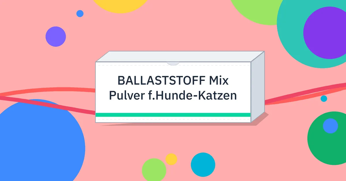 Symbolbild: Packung mit der Aufschrift BALLASTSTOFF Mix Pulver f.Hunde-Katzen (PZN 18806407) – Verfügbarkeit und Bezug in Apotheken in Frankfurt am Main