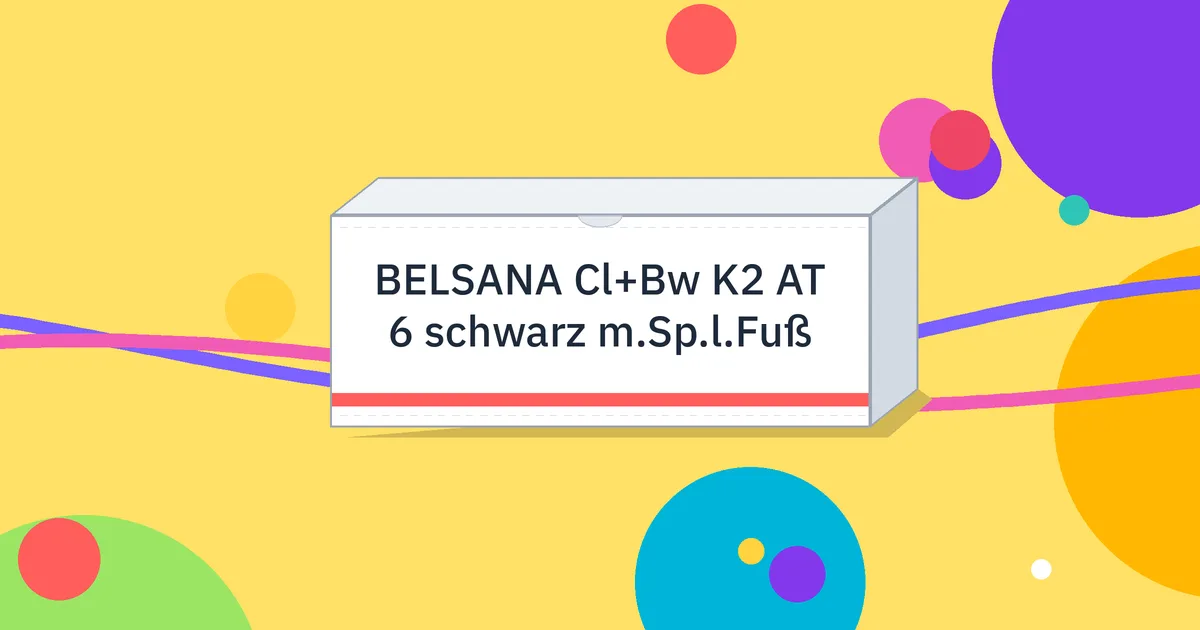 Symbolbild: Packung mit der Aufschrift BELSANA Cl+Bw K2 AT 6 schwarz m.Sp.l.Fuß (PZN 12253522) – Verfügbarkeit und Bezug in Apotheken in Frankfurt am Main
